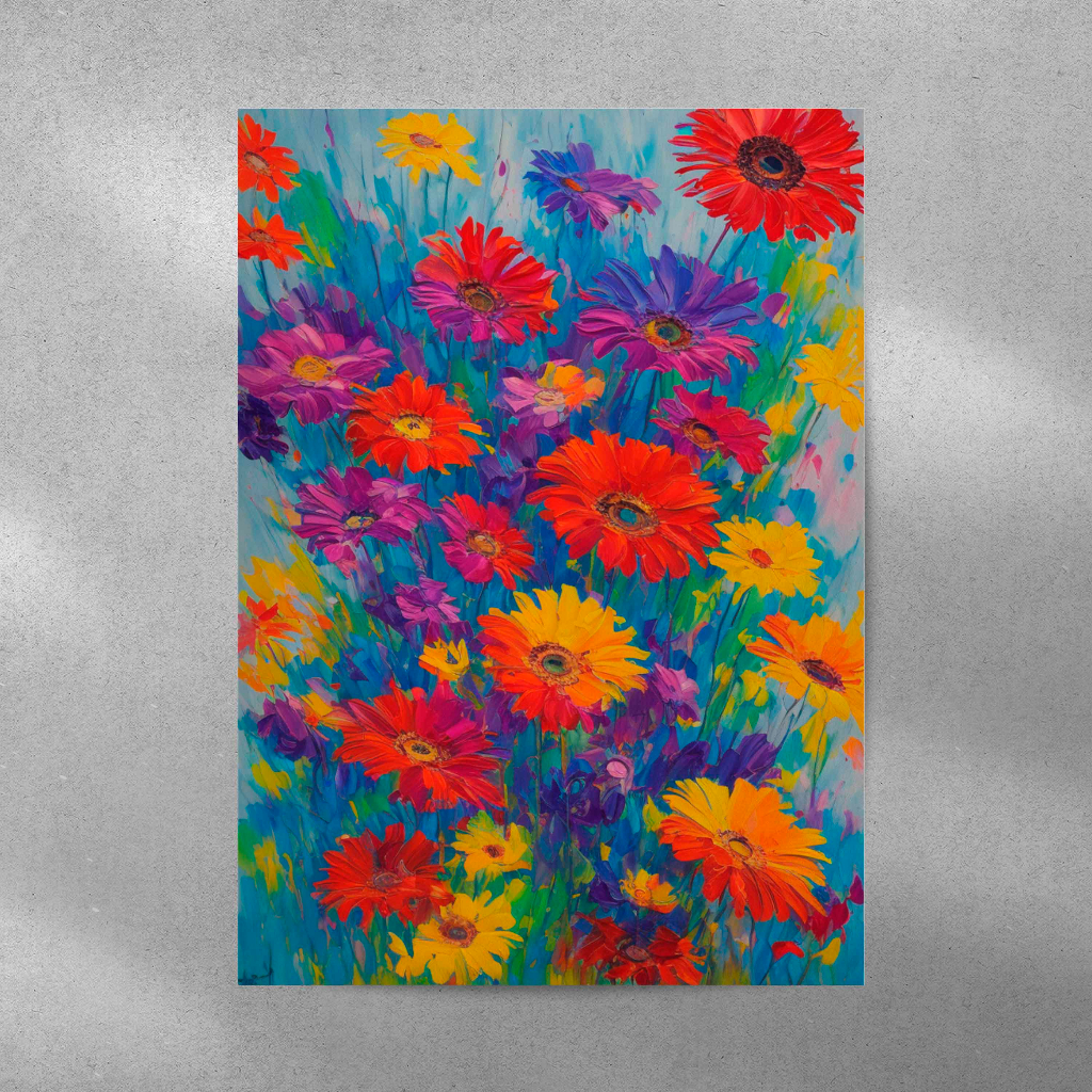 Jual Poster Estetik Lukisan Gambar Bunga Gerbera Daisy Abstrak Oil ...