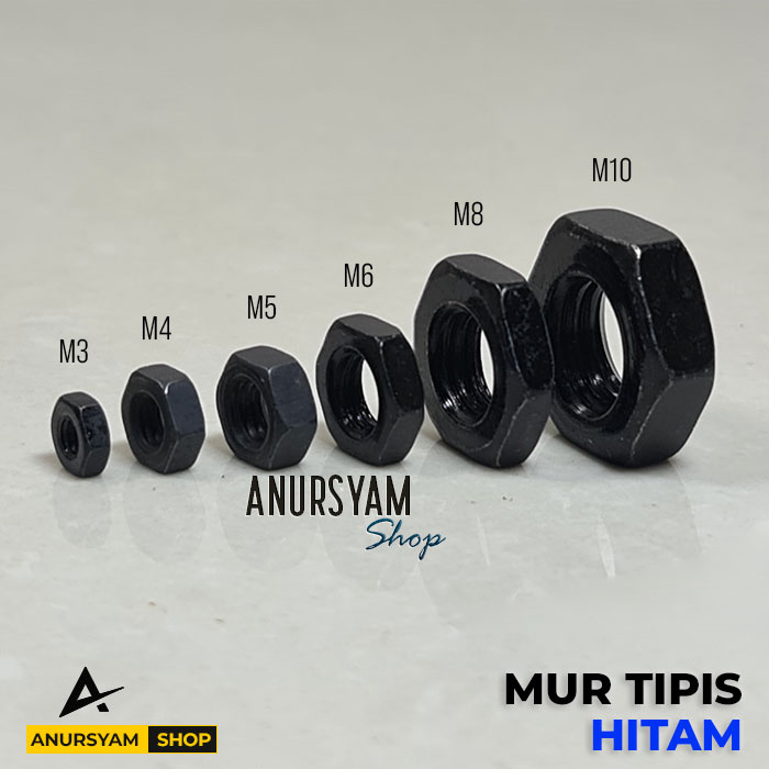 Jual Mur Tipis M2 3 4 5 6 8 10 12 Hitam / Jam Nut / Mur Hitam Tipis ...