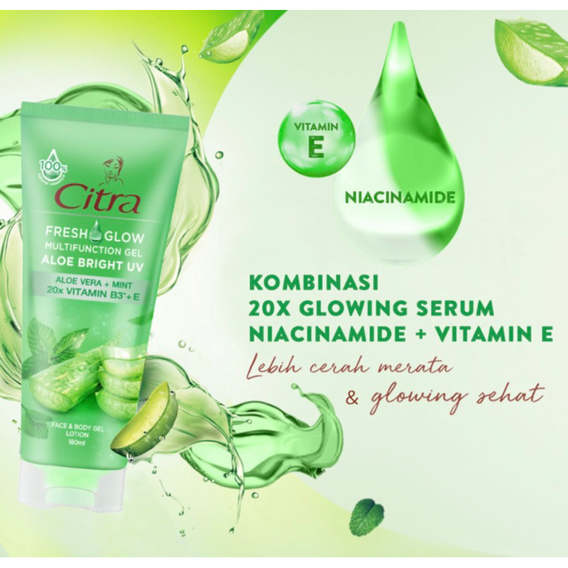 Jual Citra Multifunction Gel Fresh Glow Bright UV 180ml-Shooting Gel ...