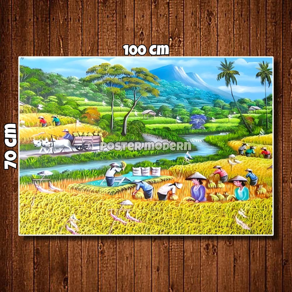 Jual HIASAN DINDING POSTER GAMBAR PANEN PADI #CODE33 UKURAN XTRA JUMBO ...