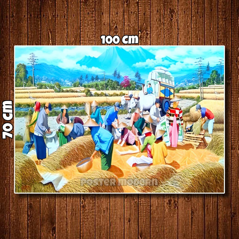 Jual HIASAN DINDING POSTER GAMBAR PANEN PADI #CODE38 UKURAN XTRA JUMBO ...