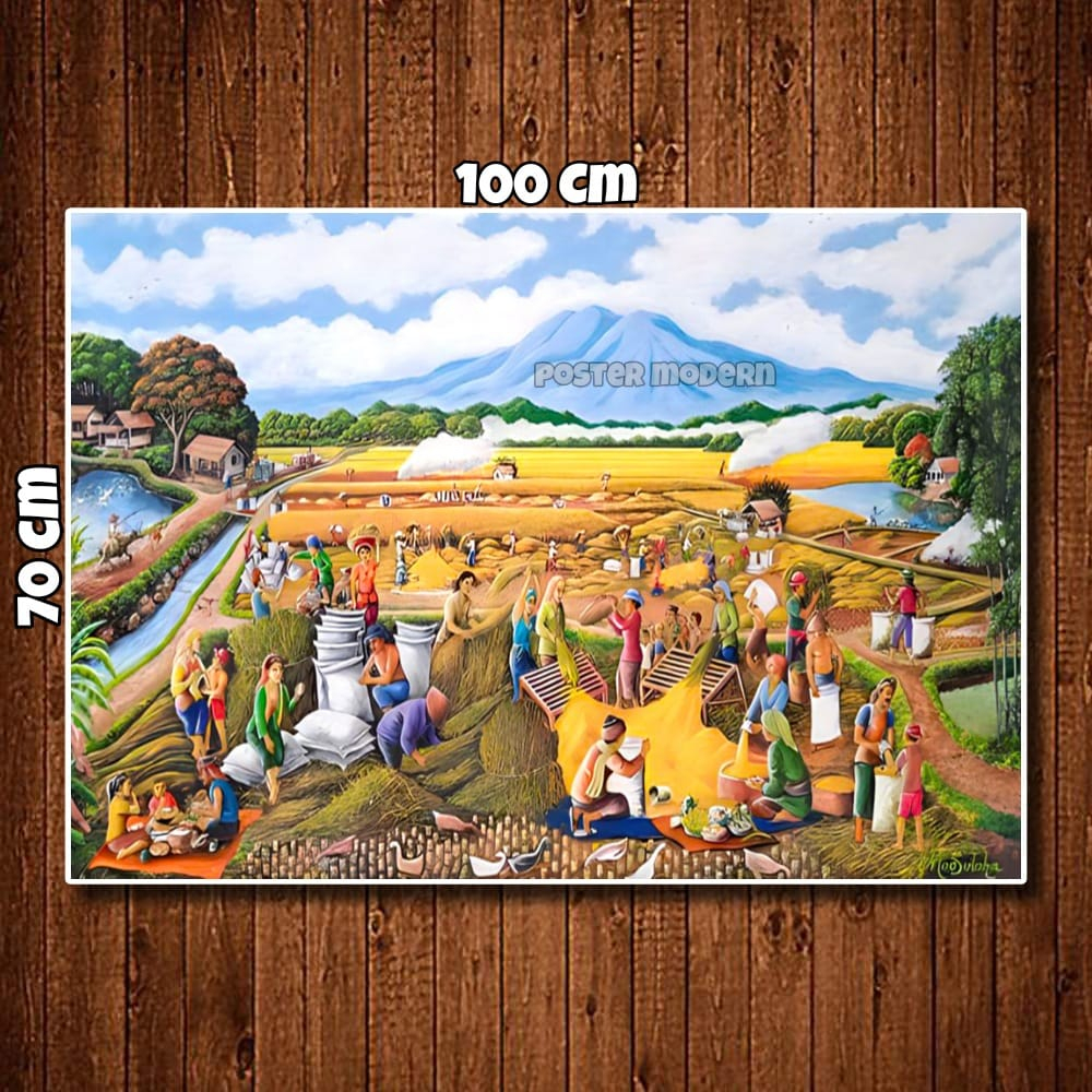 Jual HIASAN DINDING POSTER GAMBAR PANEN PADI #CODE35 UKURAN XTRA JUMBO ...