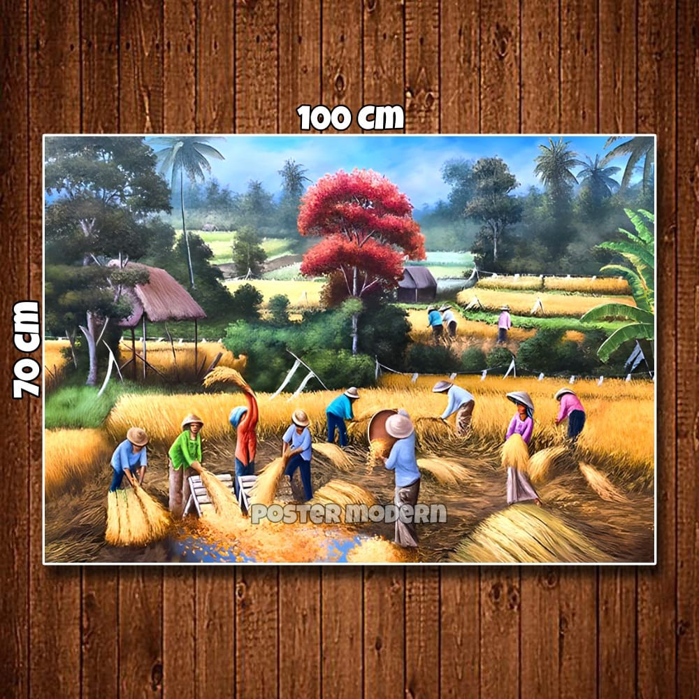 Jual HIASAN DINDING POSTER GAMBAR PANEN PADI #CODE36 UKURAN XTRA JUMBO ...
