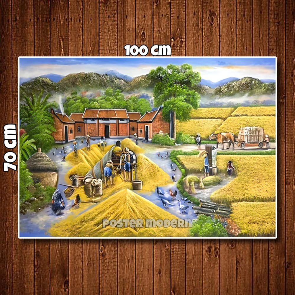 Jual HIASAN DINDING POSTER GAMBAR PANEN PADI #CODE37 UKURAN XTRA JUMBO ...