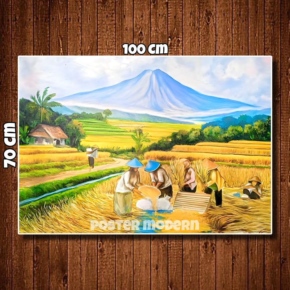 Jual HIASAN DINDING POSTER GAMBAR PANEN PADI #CODE32 UKURAN XTRA JUMBO ...