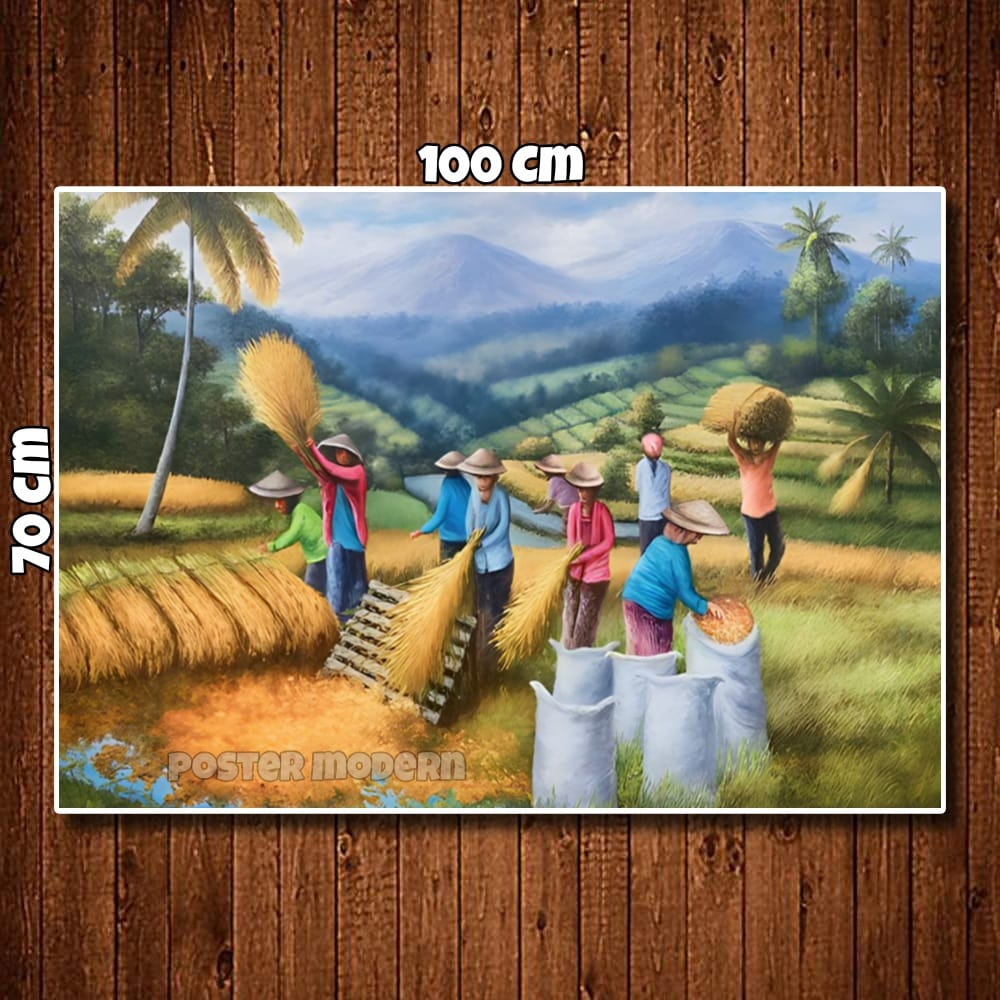 Jual HIASAN DINDING POSTER GAMBAR PANEN PADI #CODE34 UKURAN XTRA JUMBO ...