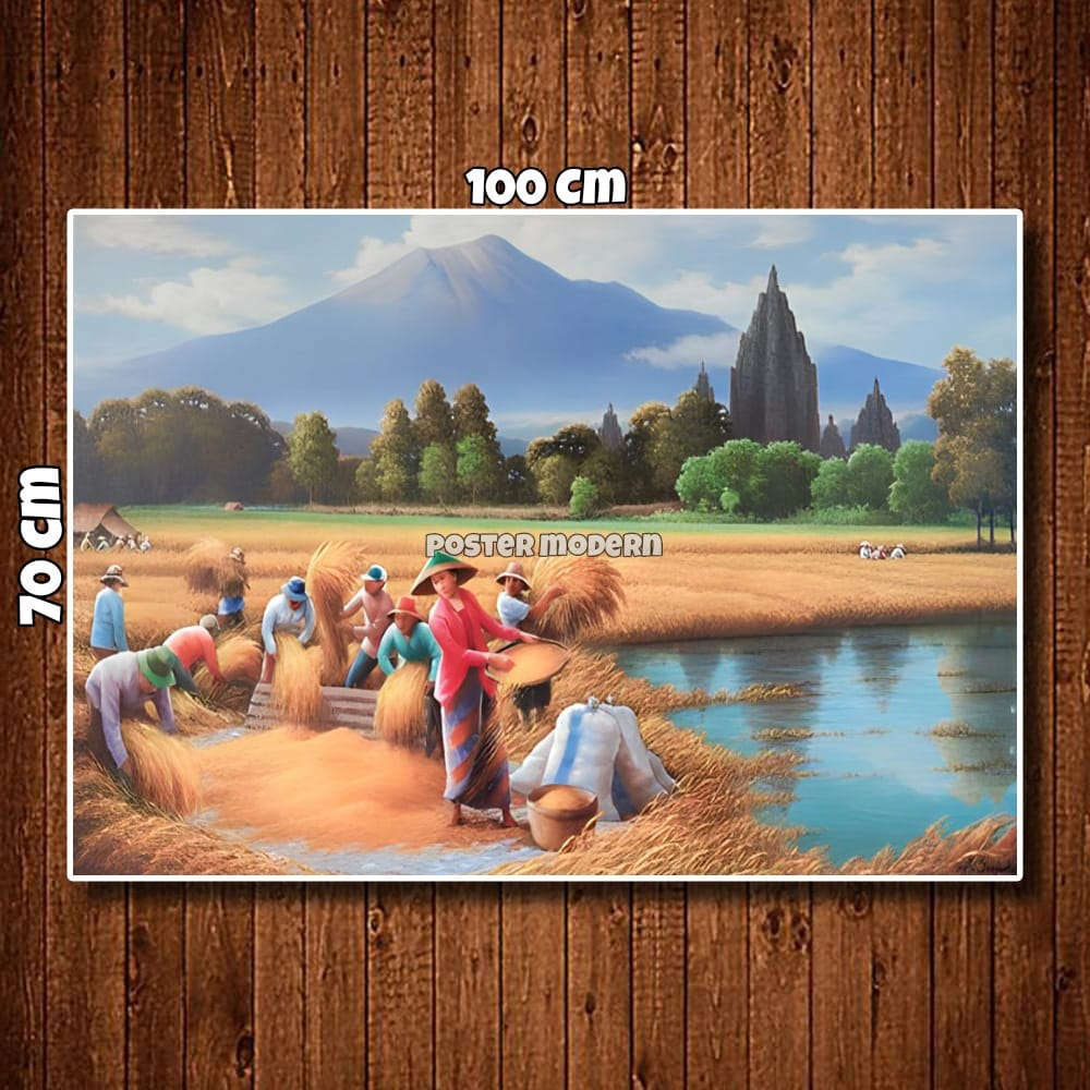 Jual HIASAN DINDING POSTER GAMBAR PANEN PADI #CODE39 UKURAN XTRA JUMBO ...