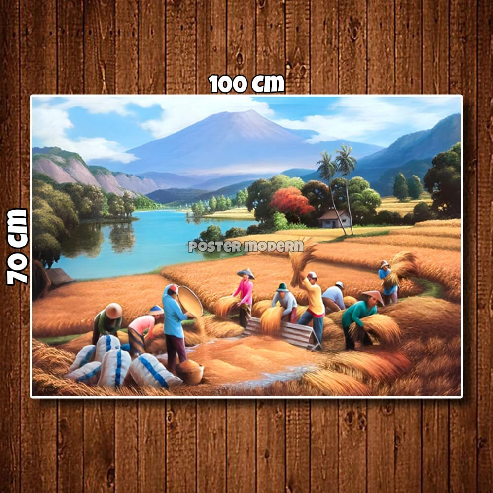 Jual HIASAN DINDING POSTER GAMBAR PANEN PADI #CODE40 UKURAN XTRA JUMBO ...