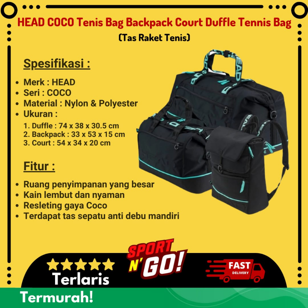 Jual HEAD COCO Tenis Bag Backpack Court Duffle Tennis Bag - Tas Raket ...