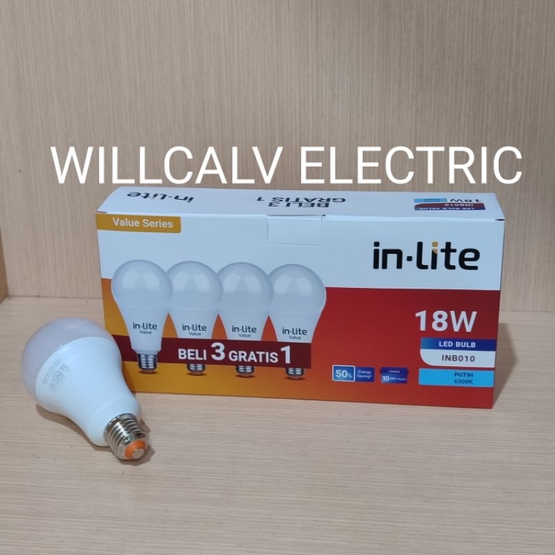 Jual Lampu led paket Inlite In-Lite 18W 3 free 1 E27 6500K cahaya putih ...