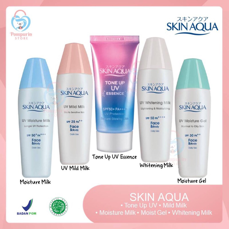 Jual SKIN AQUA Tone Up UV Essence | UV Moisture Milk SPF 50+ PA+++ 40g Moist Gel SPF 30 - Tone ...