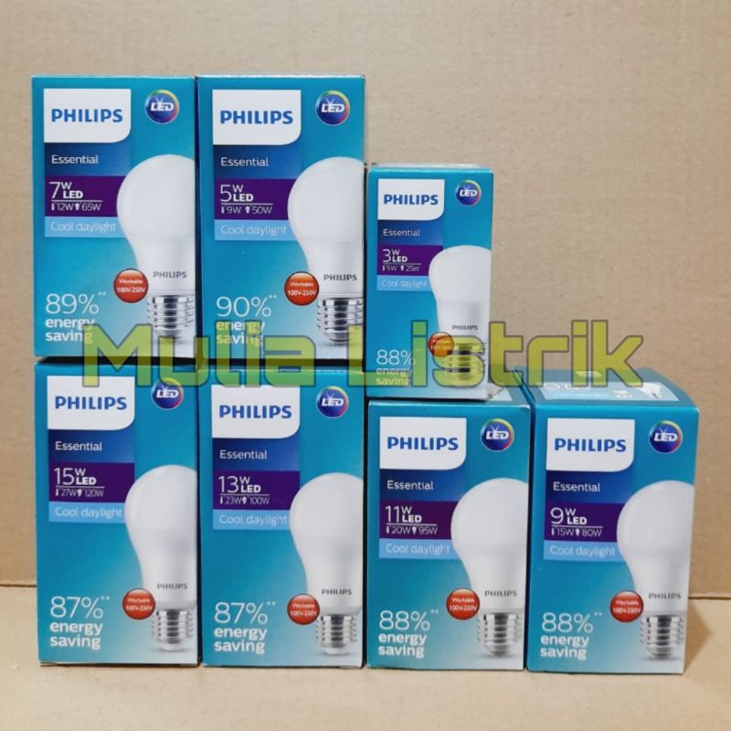 Jual Philips LED Essential Cool Daylight cahaya putih 6500k 3w 5w 7w 9w 11w 13w 15w | Shopee ...