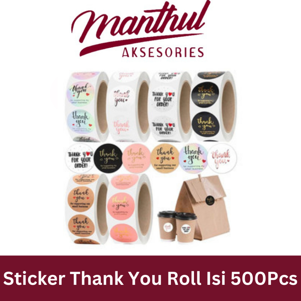 Jual Sticker Thank You Roll Isi 500Pcs Self Adhesive Seal Label Roll ...