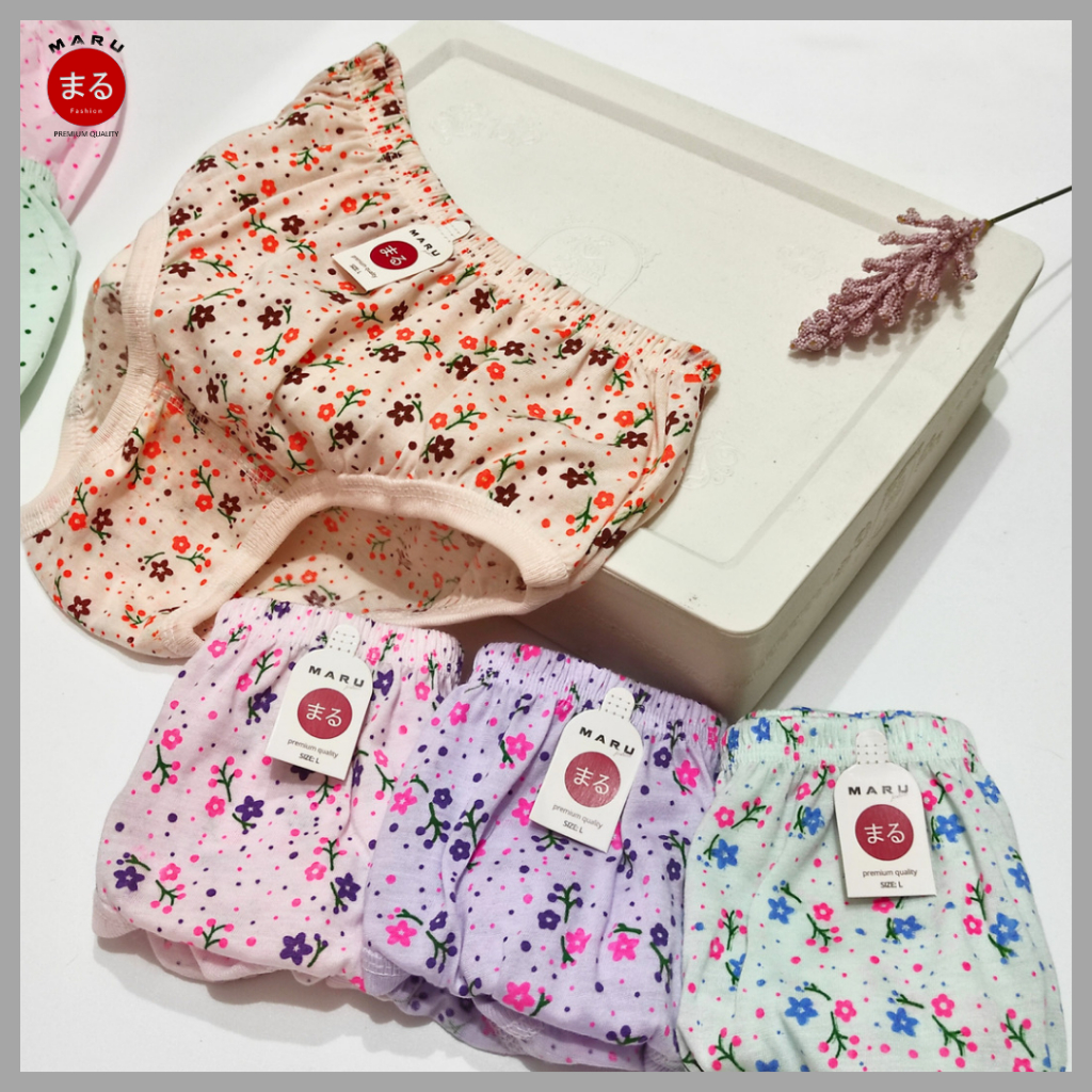 Jual 6 PCS & 12 PCS Celana Dalam Wanita Polos Big Size Motif Bunga Jumbo Hamil Bumil (Uk M L XL ...