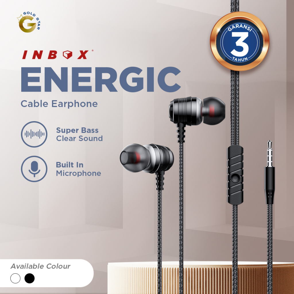 Jual Inbox Energic Kabel Headset Super Bass With Mic Earphone Gaming ...