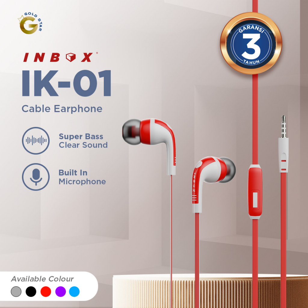 Jual Inbox IK-01 Earphone Headset Kabel Jack 3.5mm Headset Super Bass ...