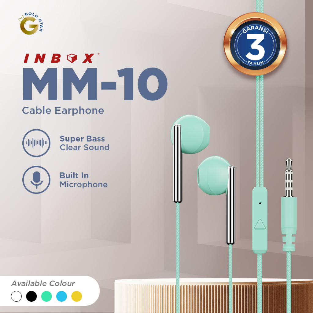 Jual Inbox MM-10 Wired Earphone Colorful Headset 3.5mm Extra Bass Built ...