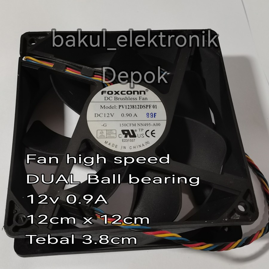 Jual Fan cpu 12cm FOXCONN 12v 0.9a 2800rpm | Shopee Indonesia