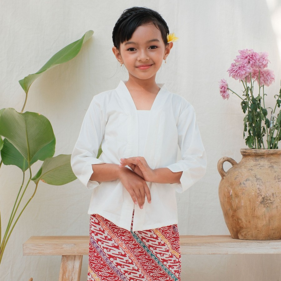 Jual Kebaya kayla anak set lengan panjang meradelima katun jepang putih ...