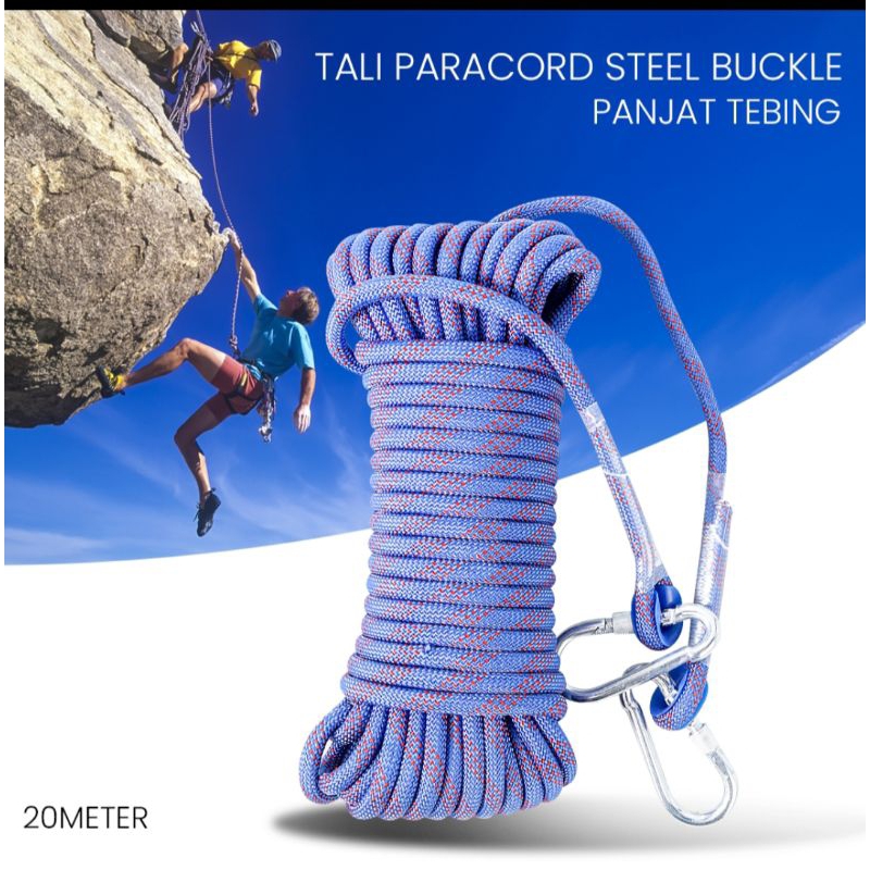 Jual Tali paracord panjat tebing climbing rope 10mm steel buckle / tali ...