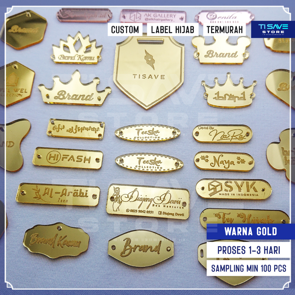 Jual Label Akrilik Label Hijab | Warna Gold Harga | Shopee Indonesia