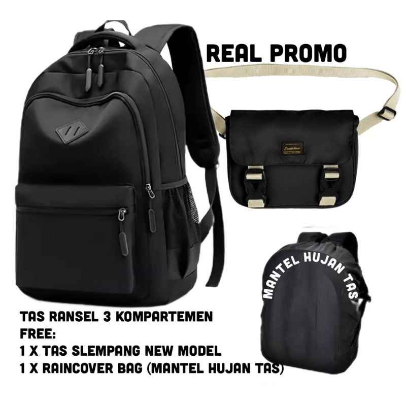 Jual Tas ransel backpack 3 Komparten gratis tas selempang new model ...