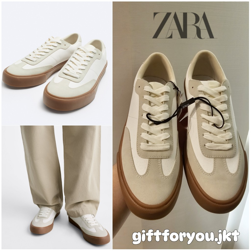 Jual Sepatu Pria Zara Original Retro Sneakers Cowok Putih Man Shoes ...