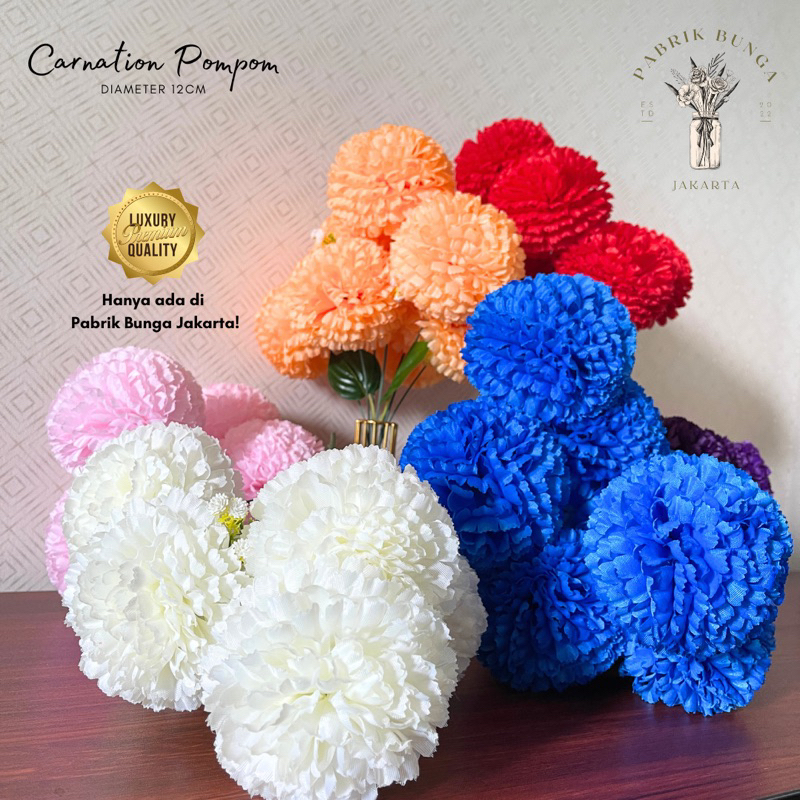 Jual COD (7 Tangkai) Bunga Carnation Pompom Jumbo 12cm/ Bunga Carnation ...