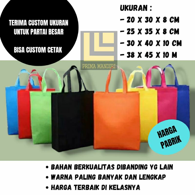 Jual (satuan) Goodie bag tas spunbond,tas souvenir size JUMBO (38x45x10),besar (30x40x10),kecil ...