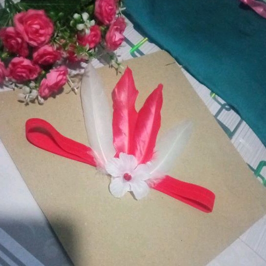 Jual bandana merah putih,bandana bulu,bando merah putih,aksesoris ...