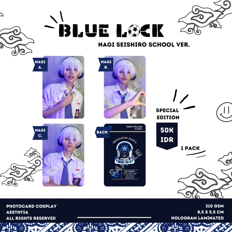 Jual (1 pack) : Photocard Cosplay Nagi Seishiro Highschool ver. by ...