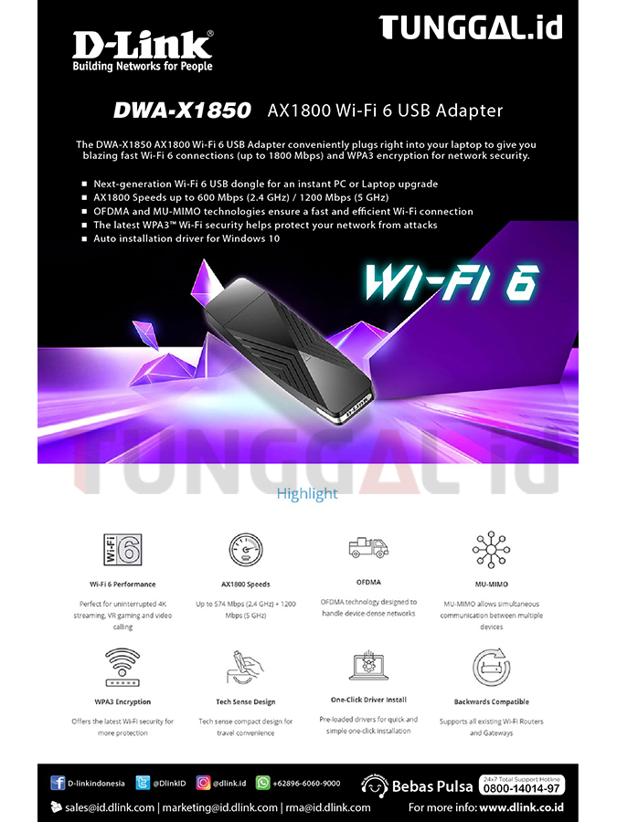 Jual D-Link DWA X1850 WIFI 6 USB ADAPTER AX1800 WIRELESS DUALBAND ...