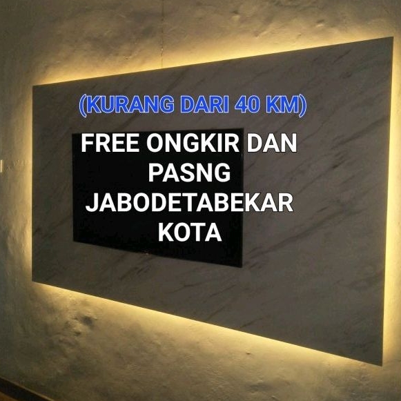 Jual backdrop saja untuk tv 32-75" inch motif marmer include lampu,1 ...