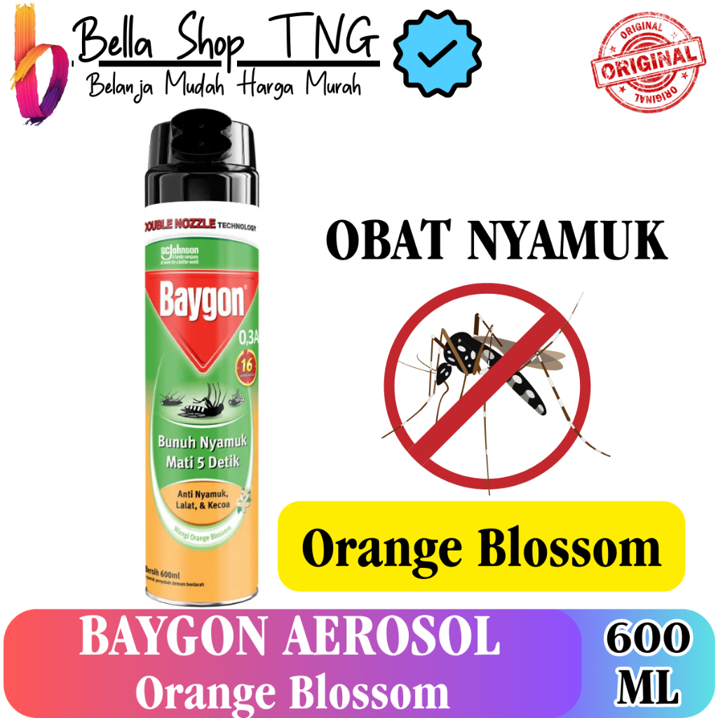 Jual Baygon Aerosol Orange Blossom Cairan Pembasmi Nyamuk Serangga 600 ...