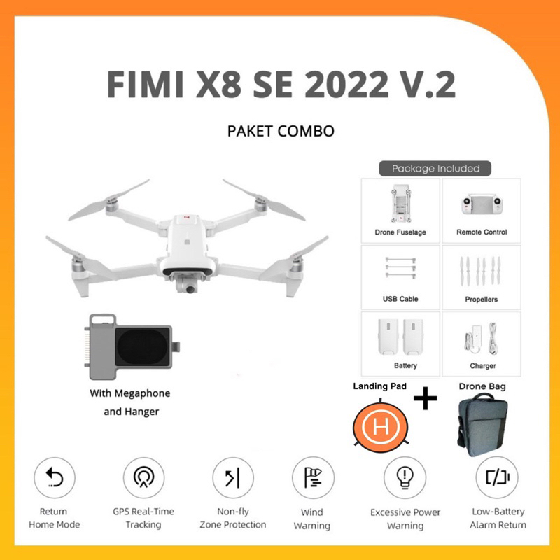 Jual FIMI X8 SE 2022 V2 RC DRONE 10km 4K Camera 48mp 3-Axis Gimbal ( COMBO ) | Shopee Indonesia