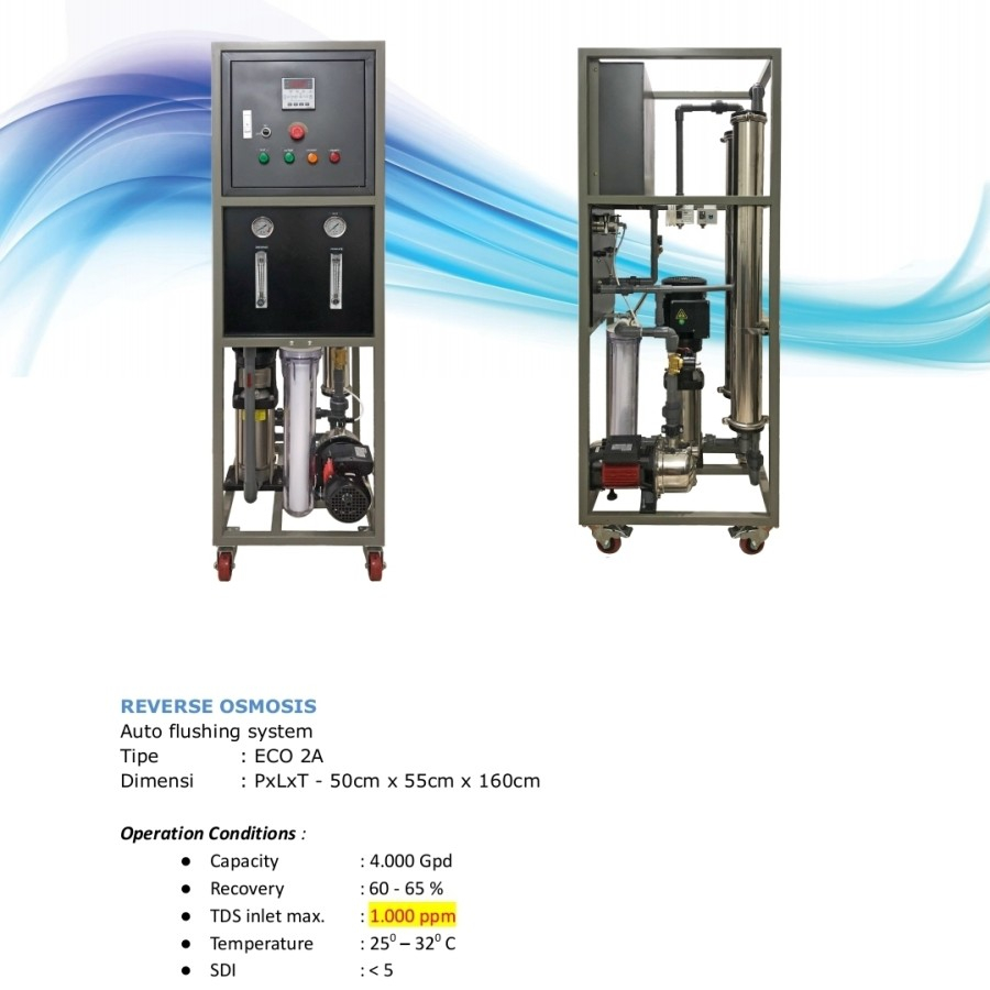 Jual MESIN RO 4000 GPD PURELINE REVERSE OSMOSIS 500LITER /JAM AUTOMATIC ...