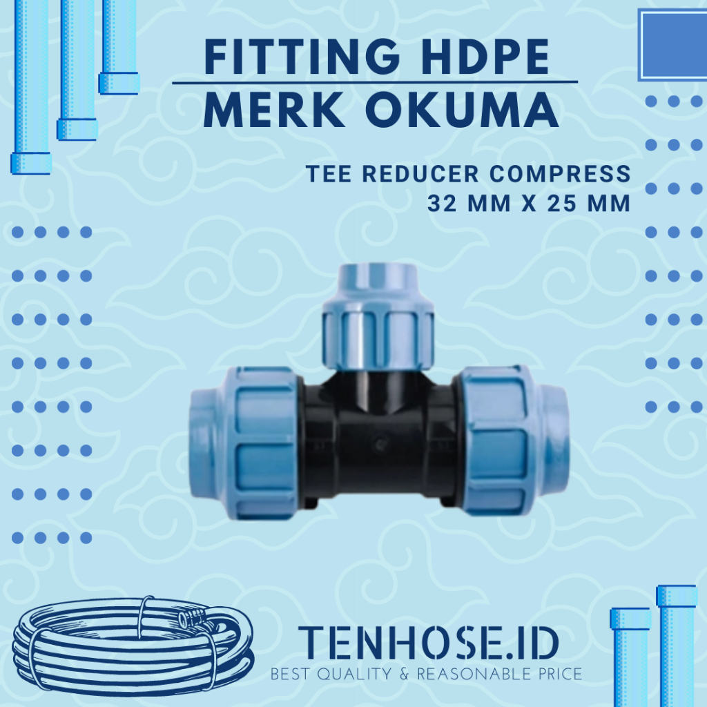 Jual Tee Reducer Compress Merk OKUMA Ukuran 32 MM × 25 MM (1 " × 3/4" Inch) Fitting HDPE ...