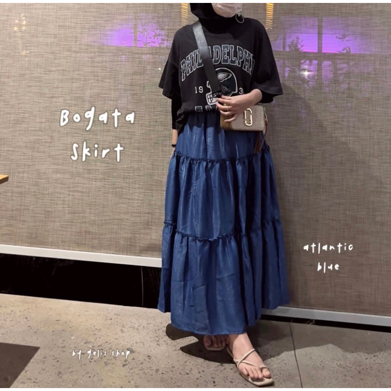 Jual BOGATA SHIMMER SKIRT/ Rok midi / rok lebar /layer skirt/ shimmer ...