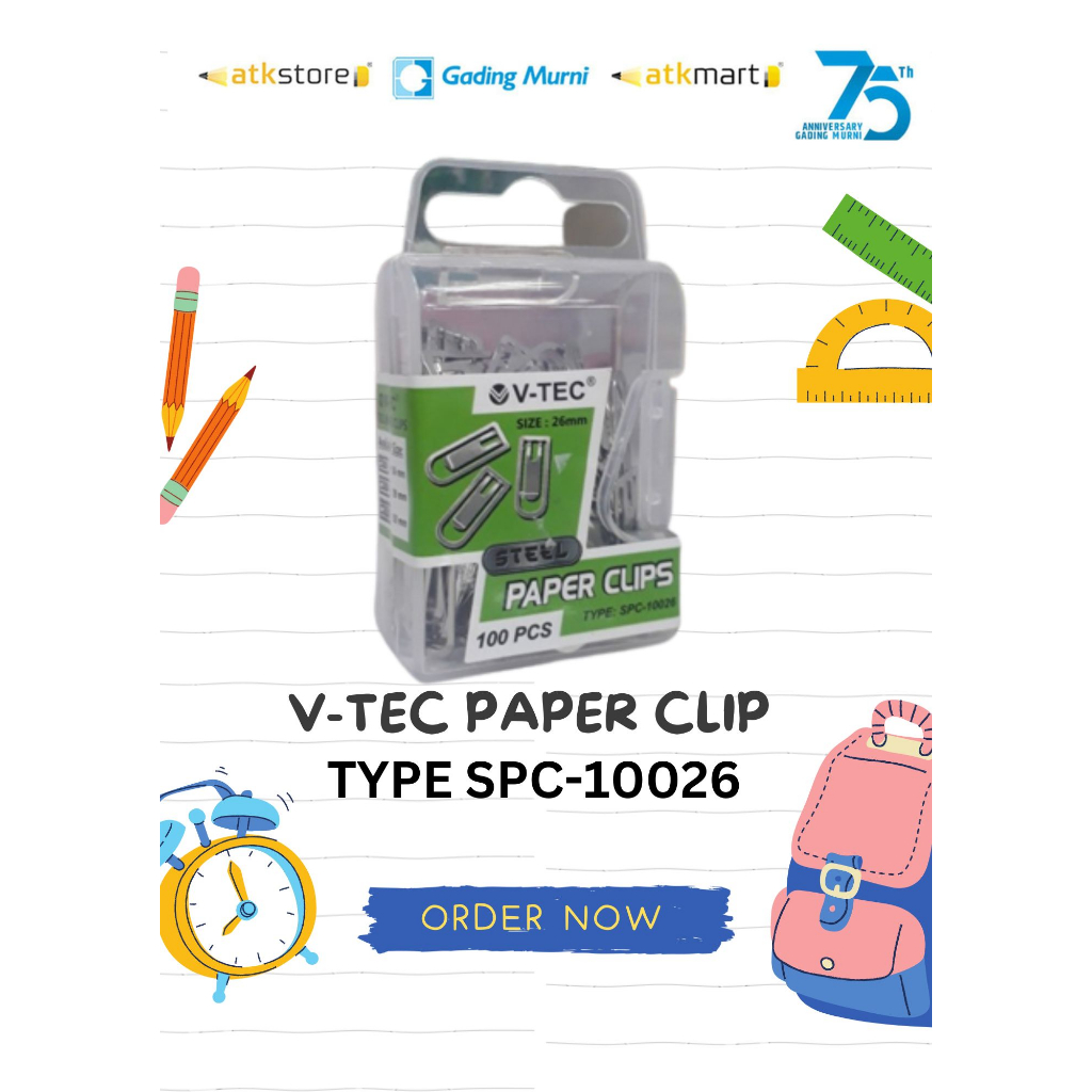 Jual V-Tec Steel Paper Clip / Klip Penjepit Kertas Besi SPC-10026 ...