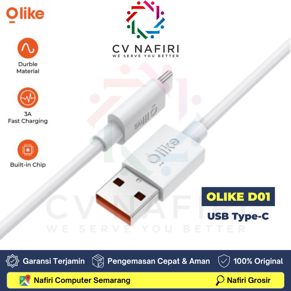 Jual OLIKE D01 KABEL DATA USB TYPE-C FAST CHARGING 3A SUPPORT OPPO SUPERVOOC | Shopee Indonesia