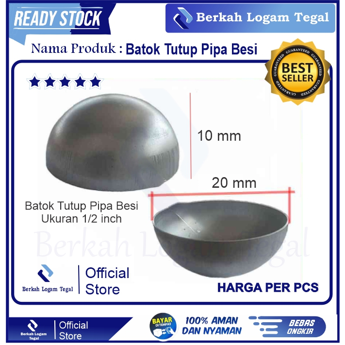 Jual Batok Tutup Pipa Besi Ukuran Setengah inchi 1/2 inch | Shopee ...