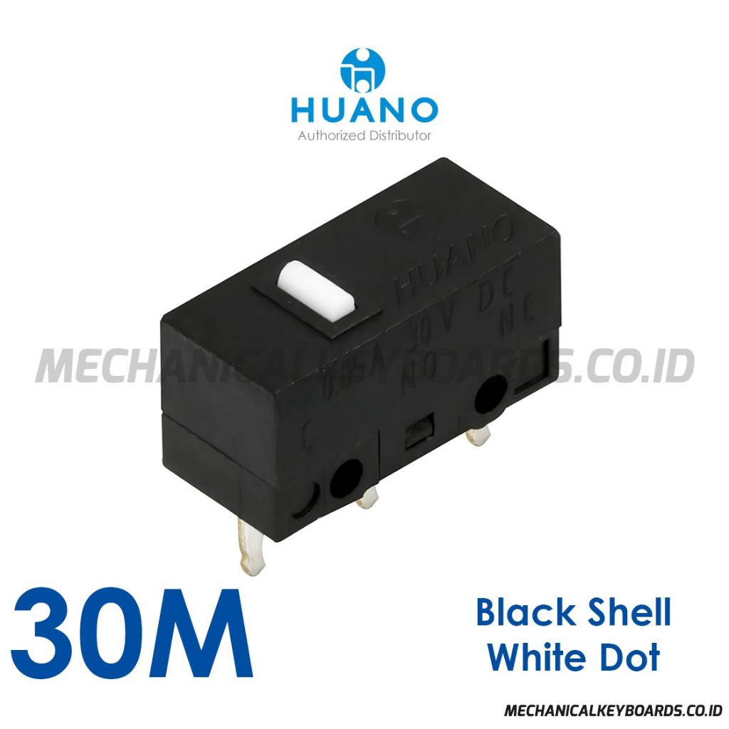 Jual Huano Black Shell White Dot Mouse Micro Switch (30M) | Shopee ...