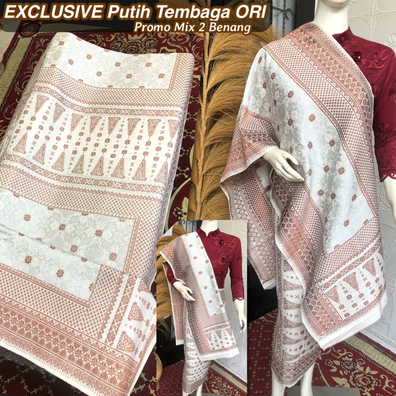Jual EXCLUSIVE Songket Putih Tembaga Mix ORI /Songket tenun palembang ...