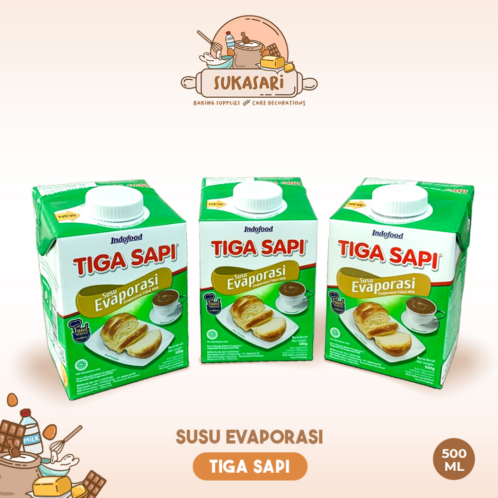 Jual Sukasari - Susu Evaporasi Tiga Sapi 500ml / Evaporated Milk / Susu ...