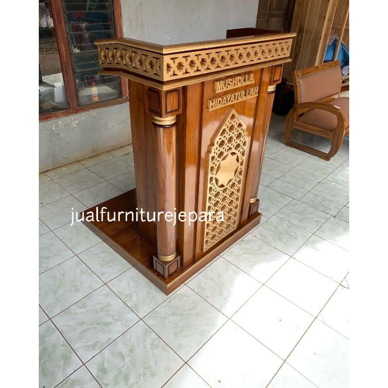 Jual mimbar masjid minimalis kayu jati Jepara, mimbar khutbah kayu jati ...