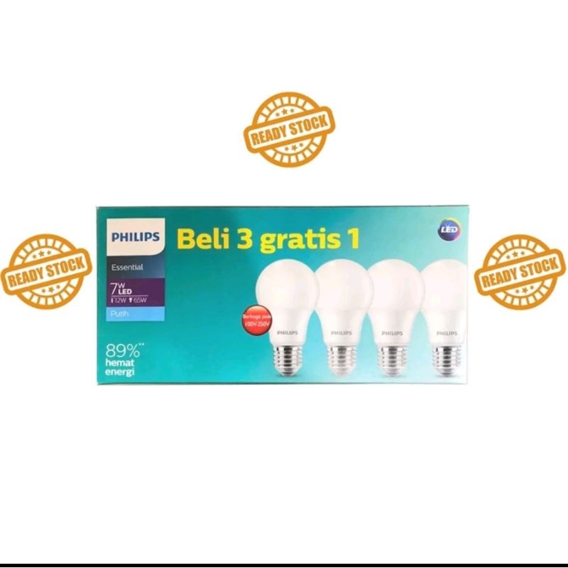 Jual Lampu philips LED ESS 7 watt beli 3 gratis 1 | Shopee Indonesia