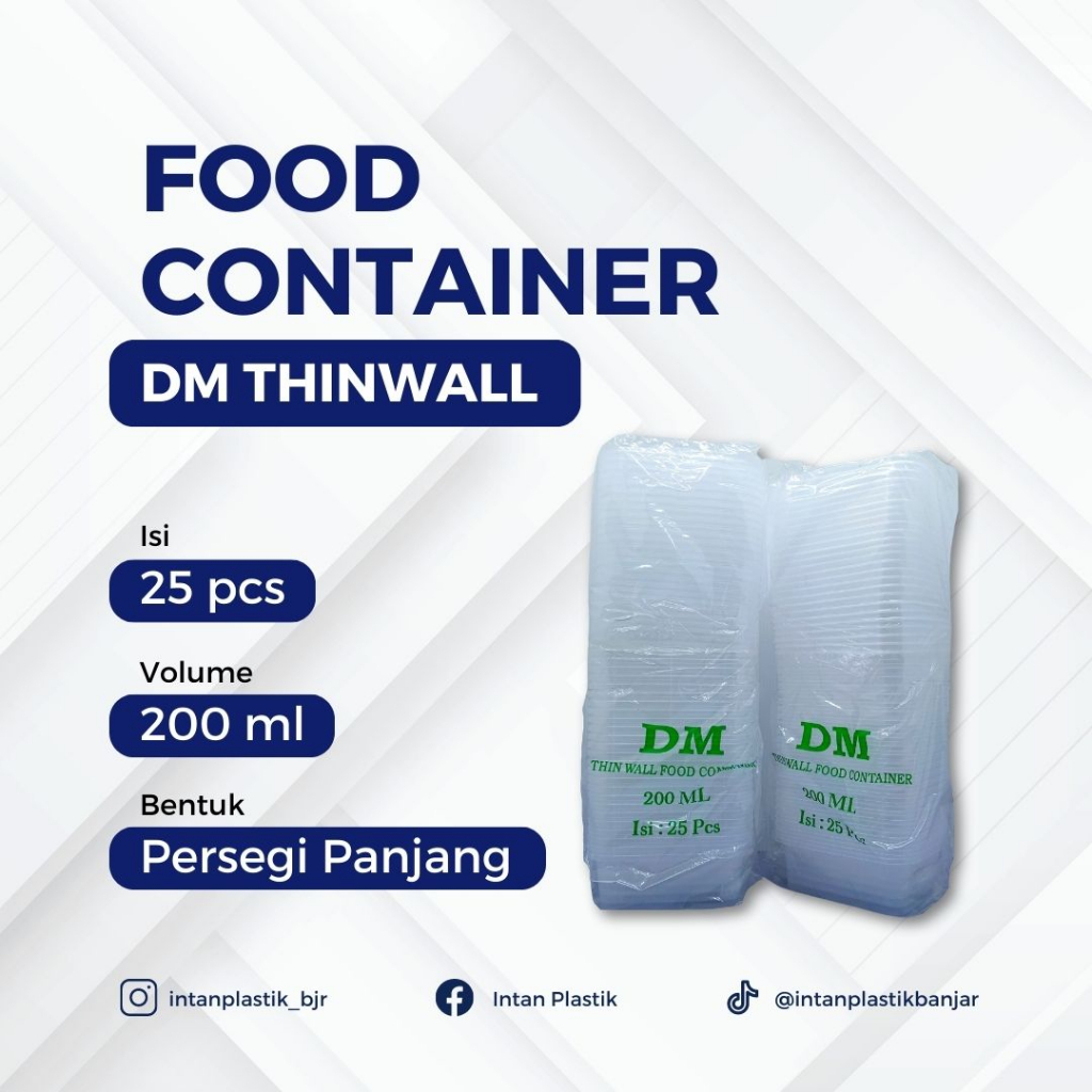 Jual Kotak Makan Plastik Food Container Plastic Thinwall Dm Volume