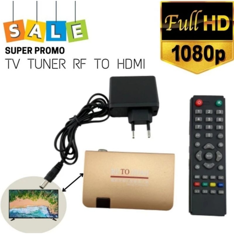 Jual RF to HDMI Converter Analog TV Receiver Adapter With Remote ...