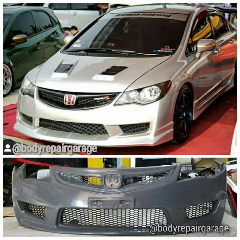 Jual bodykit full bumper depan honda civic fd type r ram plastik free ongkir | Shopee Indonesia