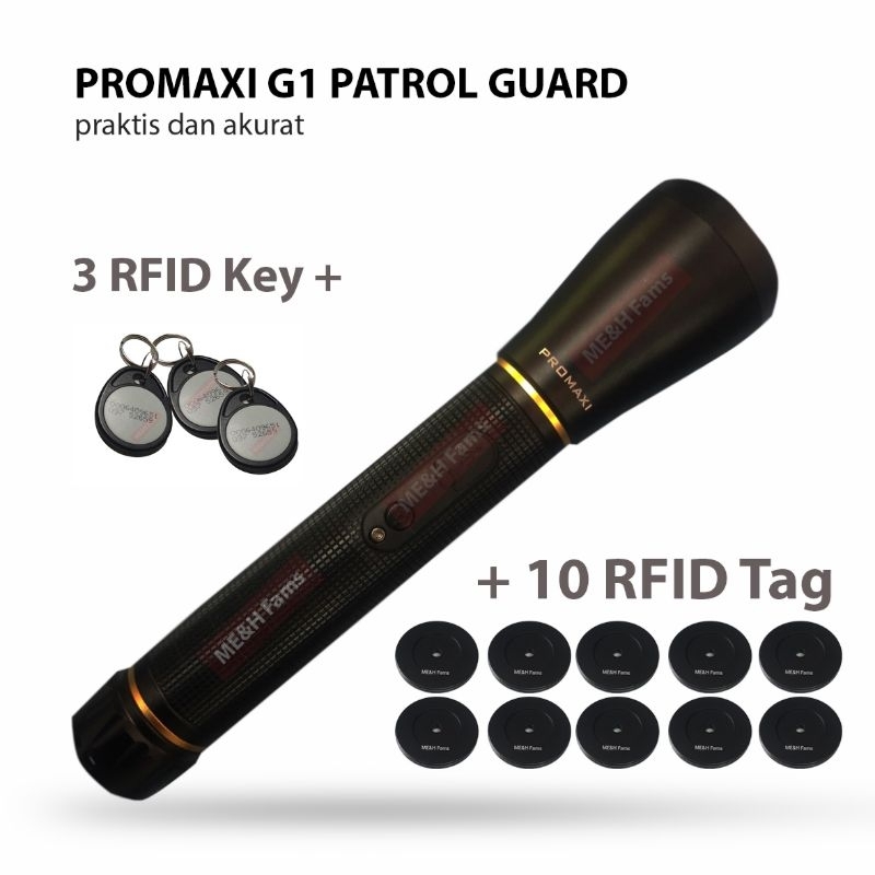 Jual Harga paket alat patrol guard PROMAXI G1 + 10 RFID tag checkpoint ...